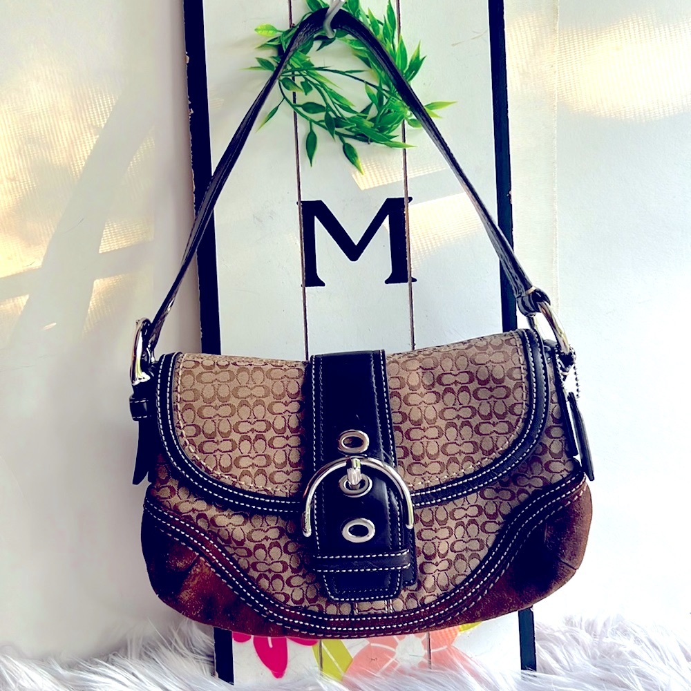 Coach Canvas Monogram With Suede And Leather Shoulder… - Gem